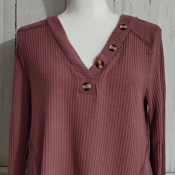 white birch | Sweaters | Mauve Waffle Knit Top | Poshmark
